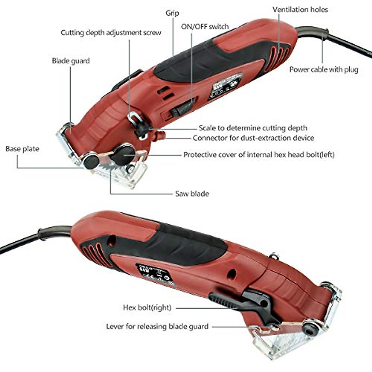 Mini Circular Saw Set, King Showden 400W High Powered Professional Compact Circular Saw Machine with 3 Blades and Tool Box Multifunction Circular Saw for Cut Drywall, Tile, Metal, Wood