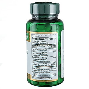 Nature's Bounty Calcium-magnesium-zinc Caplets, 200 Caplets (2 X 100 Count Bottles)