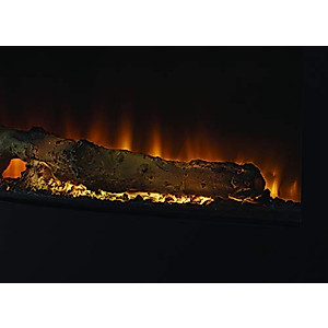 Muskoka 42" Contemporary Curved Front Slim Line Wall Mount Infrared Electric Fireplace, Black Glass