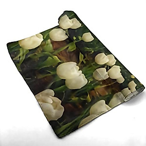 luxteen Bright Cream and Red Colored Tulips Hand Towel - Print Bath Bathroom Towel Highly Absorbent Soft Guest Fingertip Towels