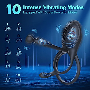 Vibrating Penis Ring for Couples Sex Toys Vibrator,Male Erection Enhancing and G Spot Clitoral Vibrator,Vibrating Cock Ring with 10 Vibration Modes,Couples Gifts Adult Sex Games Pleasure