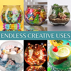 [12 Pack] 27 OZ Largest Mini Plastic Fish Bowls for Decoration - Fun Sized Plastic Fish Bowls for Drinks to Start The Party - Clear Gray Plastic Vase for Stunning Centerpieces - Plastic Fish Bowl Set