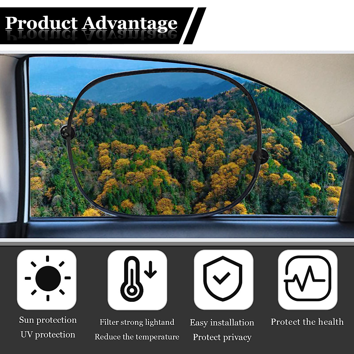 2PCS Universal Car Window Sun Shade, 17.3×14.2 Inch for Car Side Window Sun Glare, Sun and Glare Protection for Your Child, Blocks 99% of Harmful UV Rays