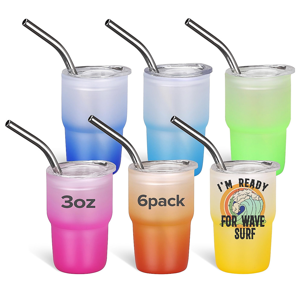 FASTSUB 20 OZ Glitter Sublimation Tumblers 24 Pack and 3 OZ Sublimation Shot Glasses 6 Pack