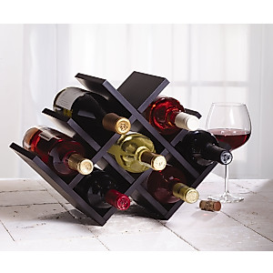 Kamenstein Butterfly Countertop Free-Standing Wooden Wine Rack, Dark Brown, 8-Bottle -