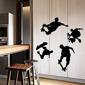 Playing Skateboards Sports Wall Decal Home Sticker PVC Murals Vinyl Paper House Decoration Wallpaper Living Room Bedroom Kitchen Art Picture DIY for Kids Teen Senior Adult Nursery Baby