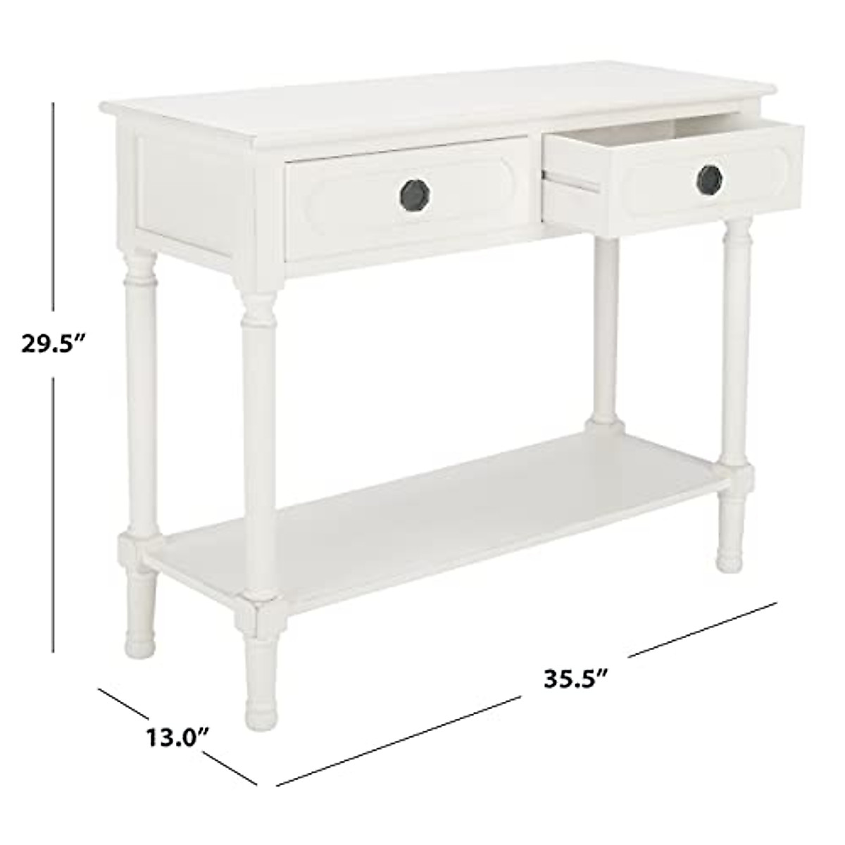 Safavieh Home Collection Allura Distressed White 2-Drawer Bottom Shelf Console Table
