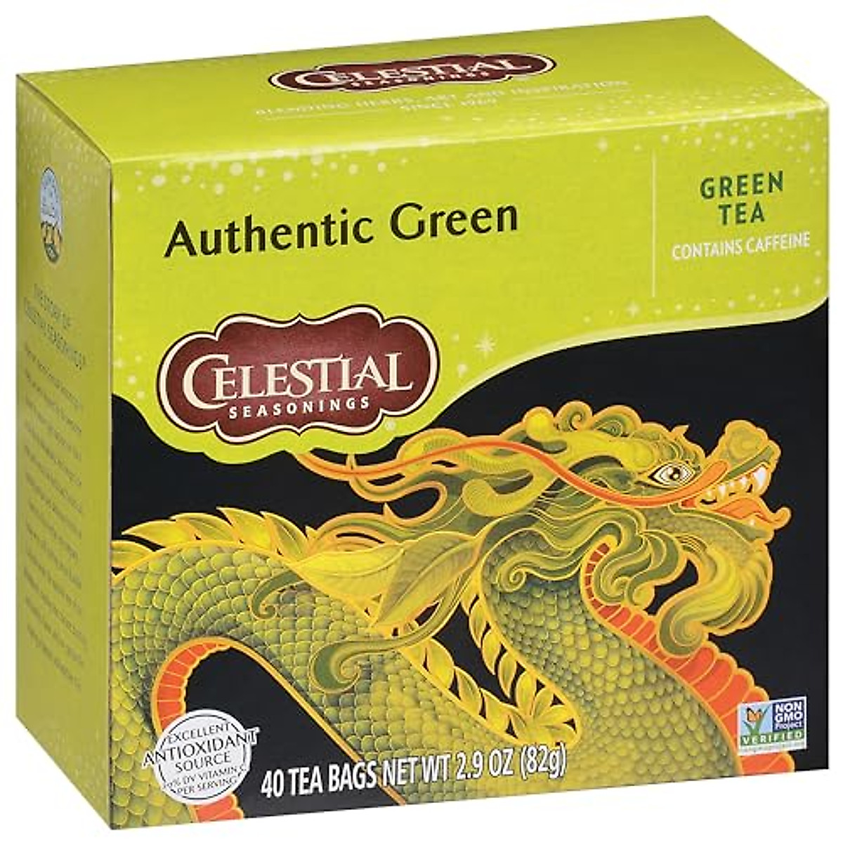 Celestial Seasonings Green Tea, Authentic, Contains Caffeine, 40 Count (Pack of 6) (Packaging May Vary)