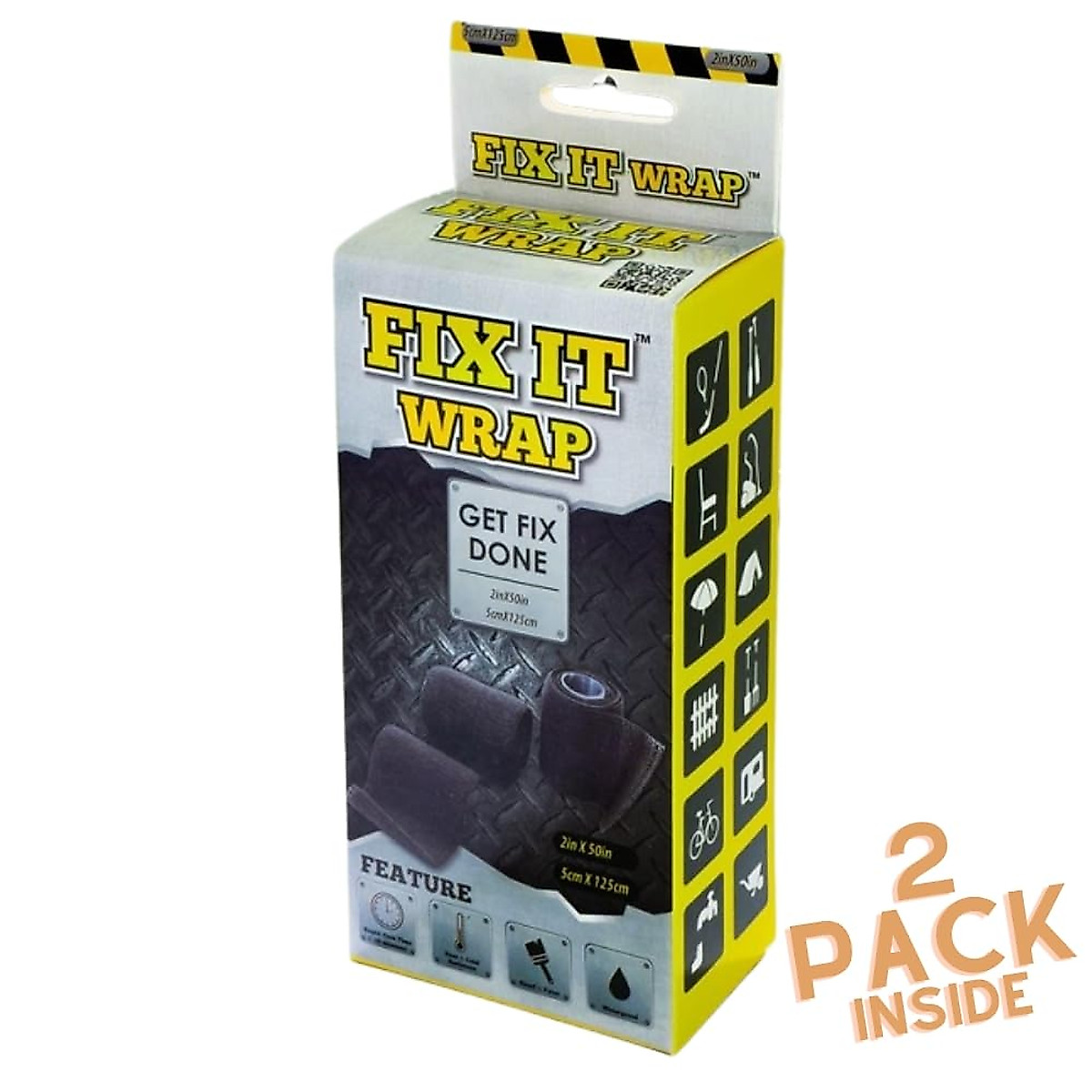 OrthoTape Fix It Wrap 2 INCH X 50 inch | Repair Wrap | Strong Fiber Weld Fix Reinforcement Repair -2 Pack