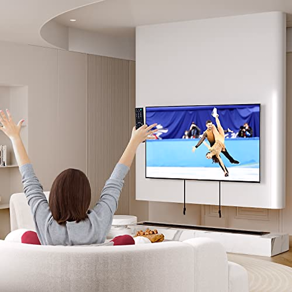 HOME VISION TV Wall Mount Fixed, Low Profile TV Mount, Wall Mount TV Bracket for Most 26-55 inch TVs with Max VESA 400X400mm up to 99lbs Fits 16'' Wood Studs, Quick Release Lock