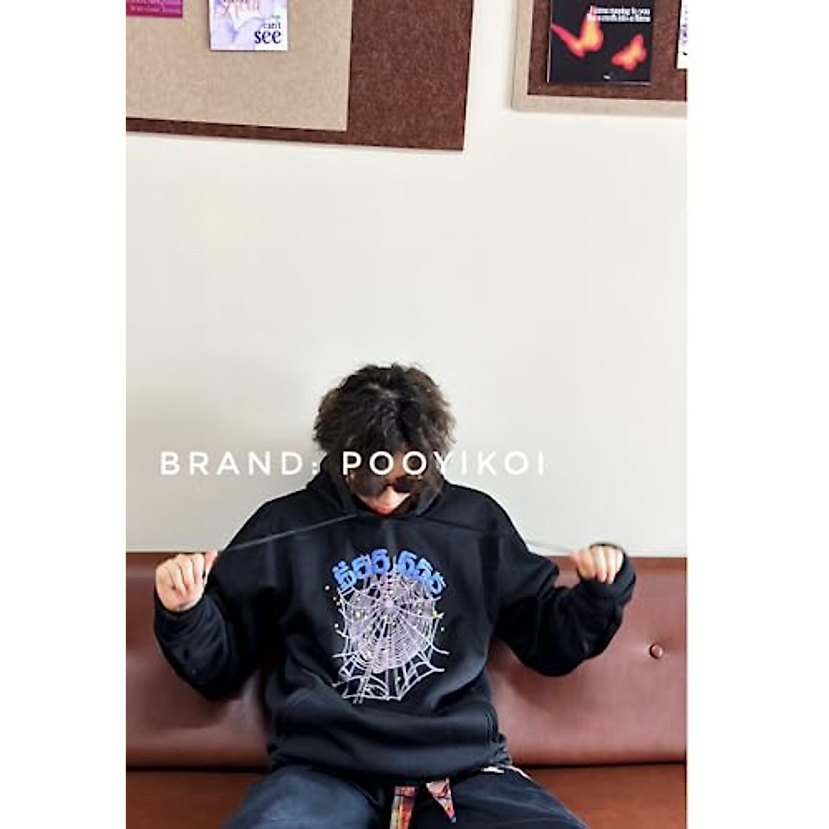 Hip Hop Spider Web Print Hoodie Men Women Spider Sweatshirts Pullover Y2k Clothes Sudaderas Tops (black,M,Medium)