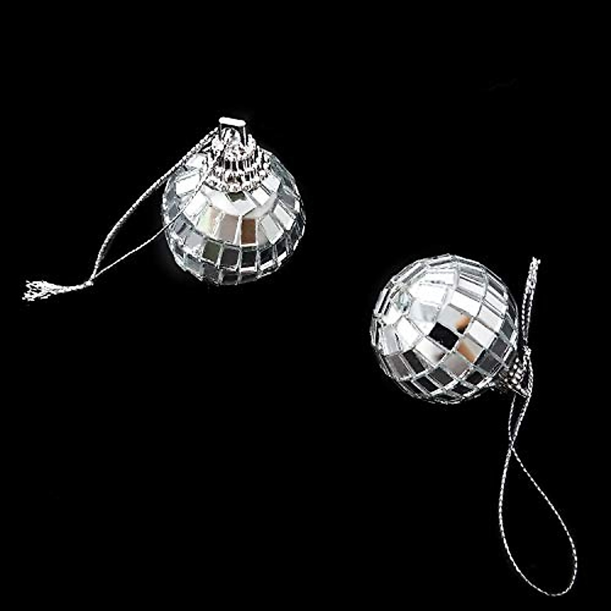 HONBAY 12PCS Mirror Disco Ball Tree Ornament Decoration with Fastening Strap for Home and Party (1.1 Inch)