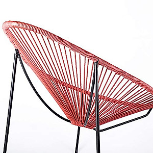 ARMEN LIVING LCACSIBRK Acapulco Indoor Outdoor Steel Papasan Lounge Chair with Brick Red Rope
