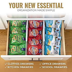 RAPTUROUS Deep Drawer Divider 3 Pack, [6 Inch Tall, 13-22"] Long Expandable, Adjustable Drawer Dividers for Clothing, Clothes, Dresser, Kitchen, Strong & Sturdy Hold, Soft Foam Edges（White）