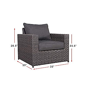 SunHaven Resin Wicker Outdoor Patio Furniture Set - 7 Piece Conversation Sectional Premium All Weather Gray Wicker Rattan, Aluminum Frame with Deluxe Fade Resistant Olefin Cushions (7 Piece Cromwell)