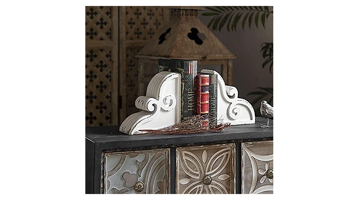 Vintage White Decorative Bookends for Rustic Home Decor