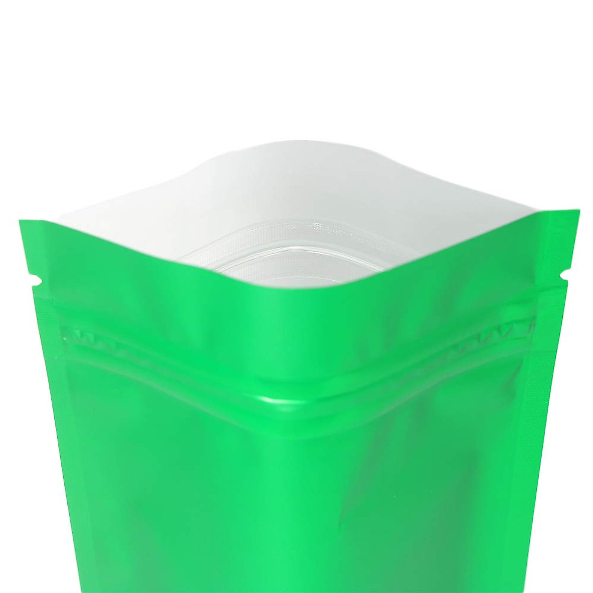 QQ Studio Pack of 100 Translucent Front Matte Green Poly Plastic Zip Seal Bags (0.8oz (3" x 5"), Green Stand-Up Pouch | 300 Bags)