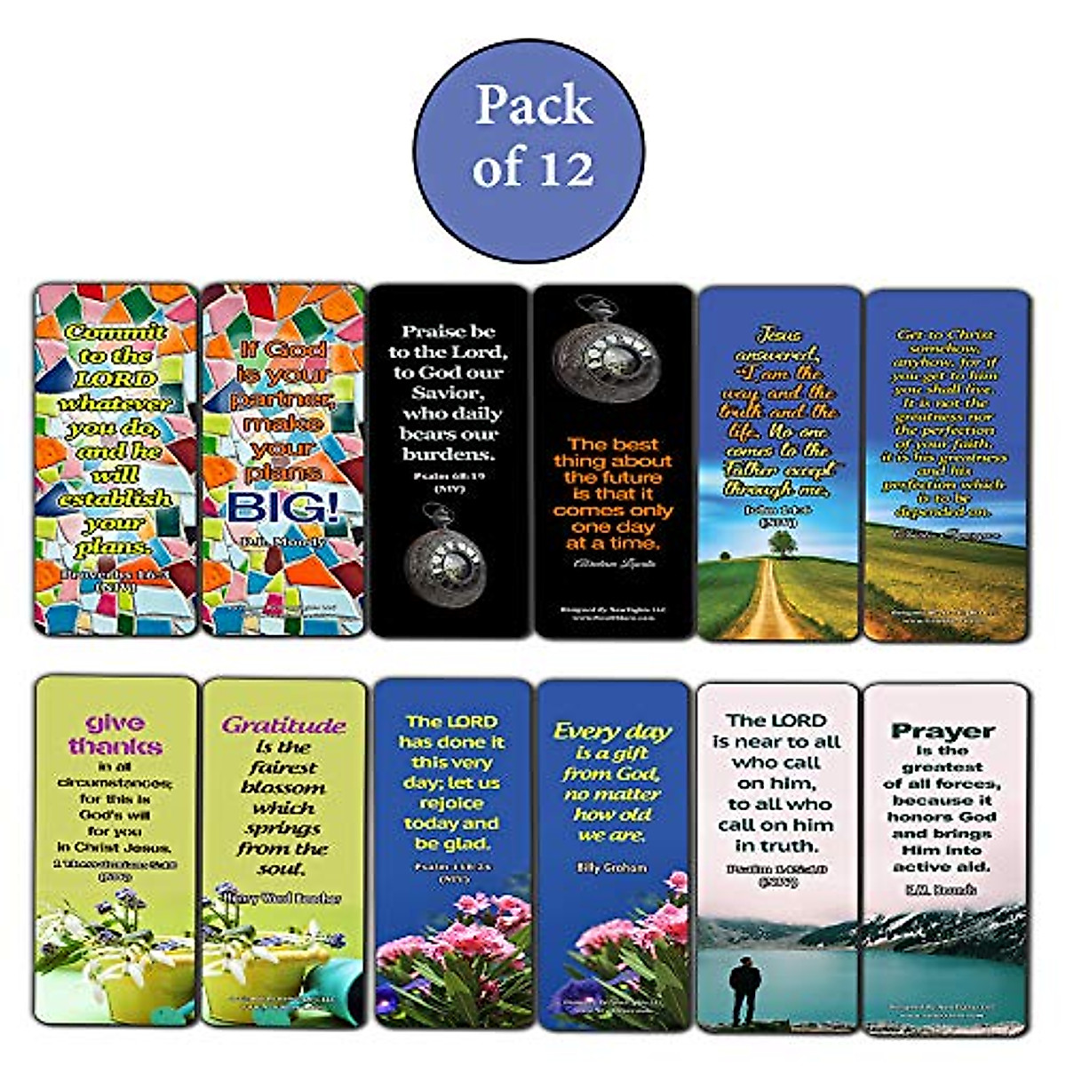 Encouraging Christian Quotes About Life and God (12 Pack) - Collection of Inspiring and Motivational Bible Verses and Motivational Authors