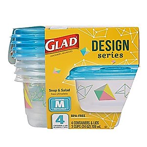 GladWare Matchware Food Storage Containers & Series Food Storage Containers, 4 Count | Strong and Durable Food Storage Food Containers for Everyday Use | Use to Store Meals, Snacks, and Desserts