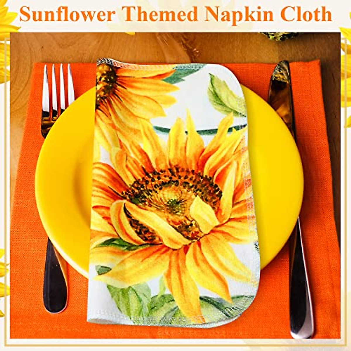50 Pcs Reusable Paper Towels Paperless Towels Reusable Cotton Cloths Reusable Toilet Paper Absorbent Washable Paper Towels with Roll Kitchen Dishcloth for Kitchen Paperless Dishcloths (Sunflower)
