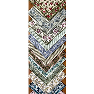Napkins, Kitchen Towels, Table Decor, Table Linen, Cotton Cloth Border Napkins, Size 20"x 20", Hand Block Print Lunch, Dinner Napkins (Mix Border Napkin, Set of 8-20x20 Inch)
