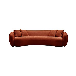 ERYE 102" Teddy Fleece Boucle Curved Sofa, Modern Half Moon Comfy Sectional Leisure Couch, Beautiful Freestanding 5 Seats Sofa&Couch for Living Room, Professionally Perfect Shape More Decorative