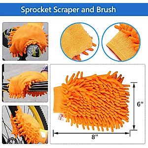 Bike Chain Cleaner Set Bicycle Cleaning Brush Tools Kits Washing Set with Sprocket Scraper Repair Machine Brushes Mitt Clean Gear for Mountain, Road, City, Hybrid, BMX, Folding Bike, Motorcycle (6Pcs)