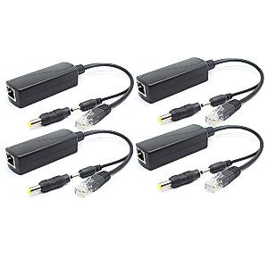 ANVISION 4-Pack 5V PoE Splitter, 48V to 5V 2.4A Adapter, Plug 3.5mm x 1.35mm, 5.5mm x 2.1mm Connector, IEEE 802.3af Compliant, for IP Camera and More