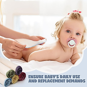 Mimorou 45 Pcs Flannel Cloth Baby Wipes Reusable Baby Diapers Wipes Washable Natural Unbleached Baby Face Wipes Soft and Sturdy Cloth Wipes 5 Colors Outer Stitching 8 x 8 Inches, 1.0 Count