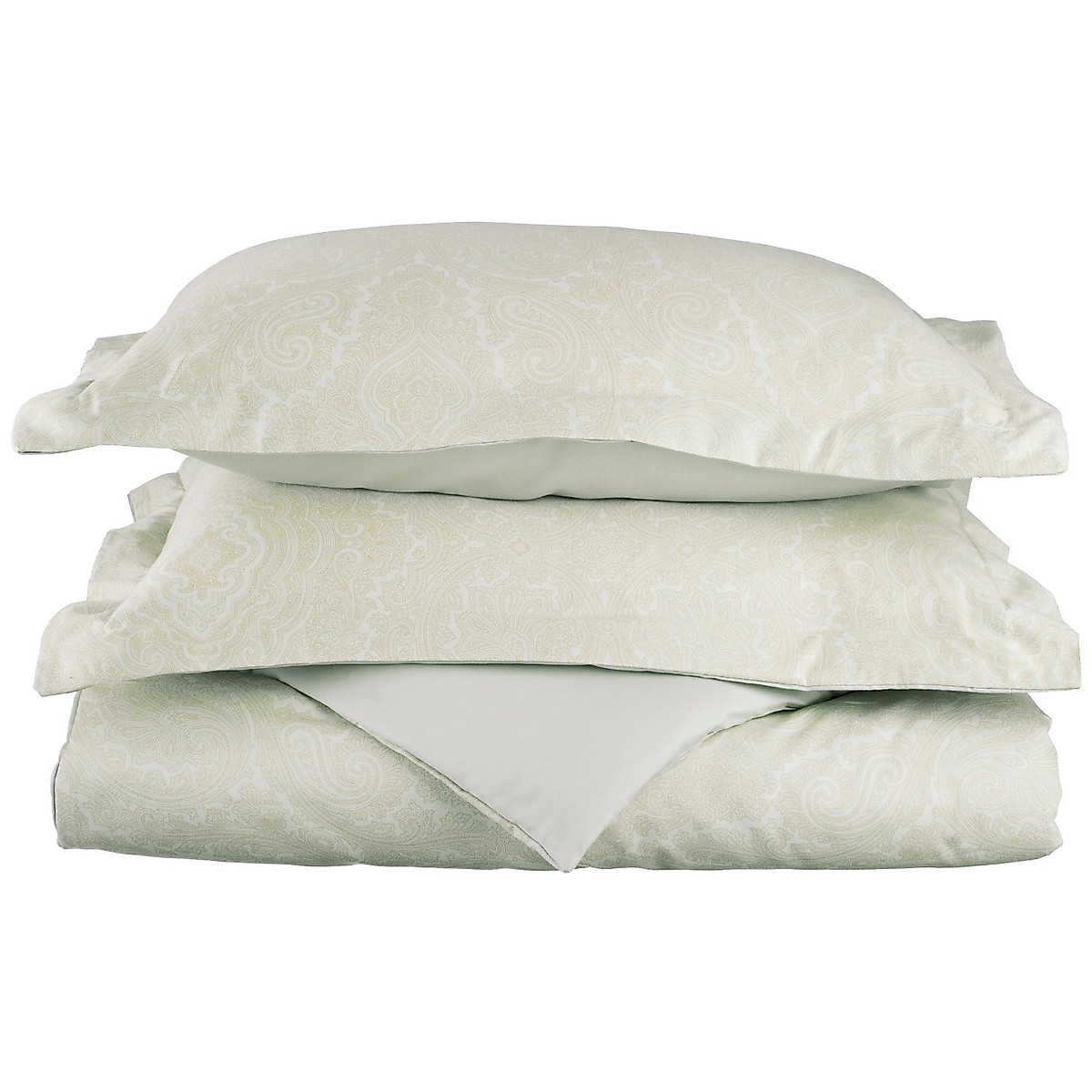 Cotton Blend Soft, Wrinkle Resistant 2-Piece Twin Duvet Cover Set, Paisley, White