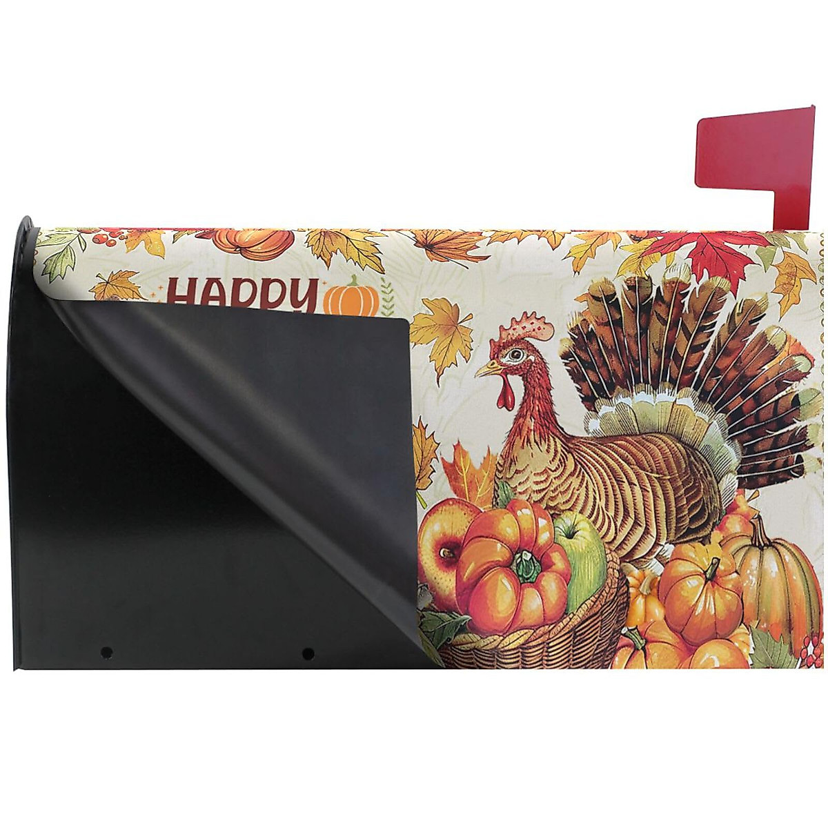 Wamika Autumn Thanksgiving Turkey Pumpkin Mailbox Cover Magnetic Standard Size,Fall Harvest Sunflower Letter Post Box Cover Wrap Decoration Welcome Home Garden Outdoor 21" Lx 18" W