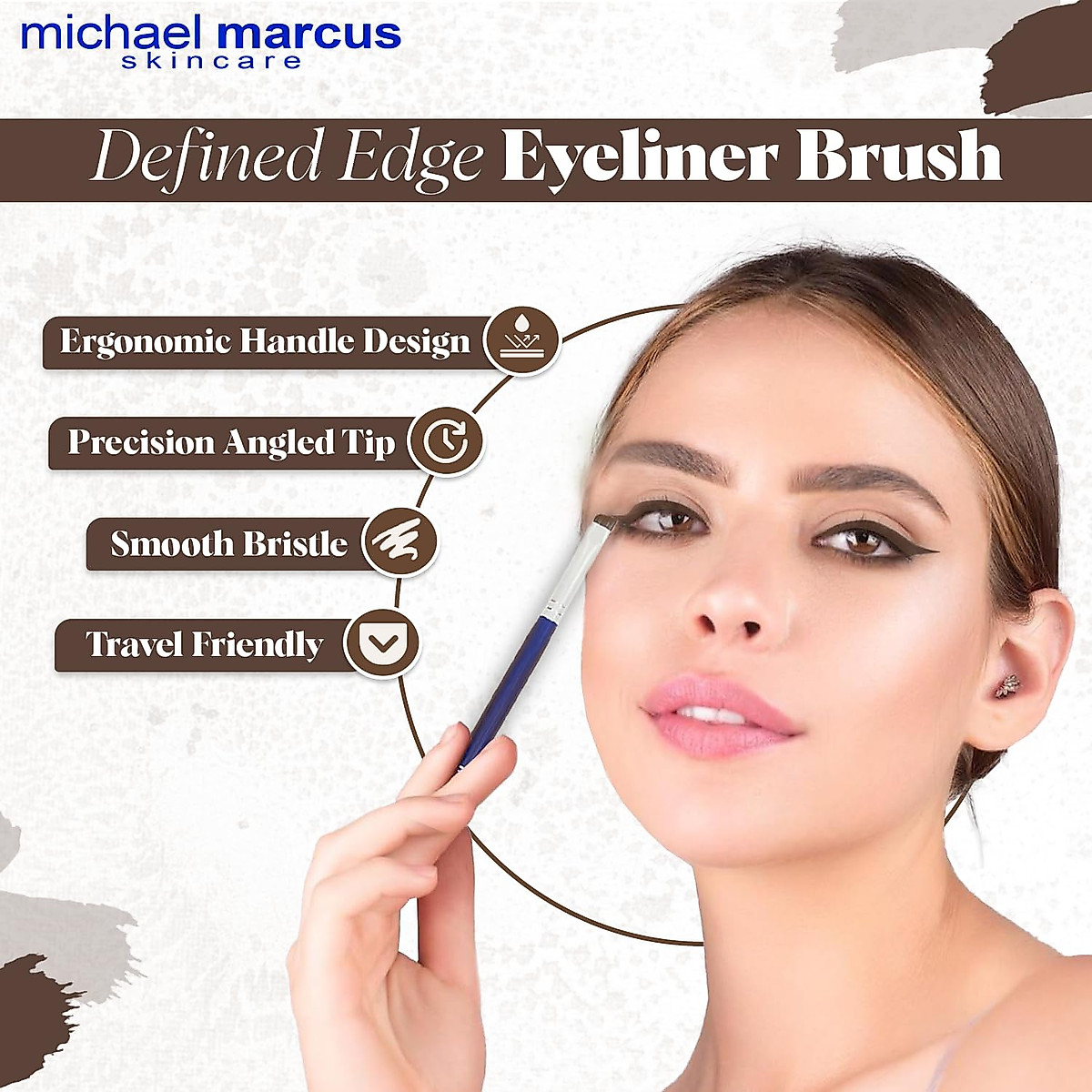 michael marcus Makeup Cake Eye Liner & Eyeliner Brush (Espresso) - Water Activated Dry Pressed, Long-Lasting & Smudge Resistant Eyeliner - Cruelty & Paraben Free - For Beginner & Pro Makeup Artist