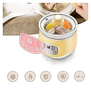 Slow Cookers 1L 220V Electric Ceramic Slow Sous Vide with Cooker Yellow Timing Setting Low Noise Stewed Meat Pot Suitable for Soup Cook Stew Taste Delicious (Color : A)