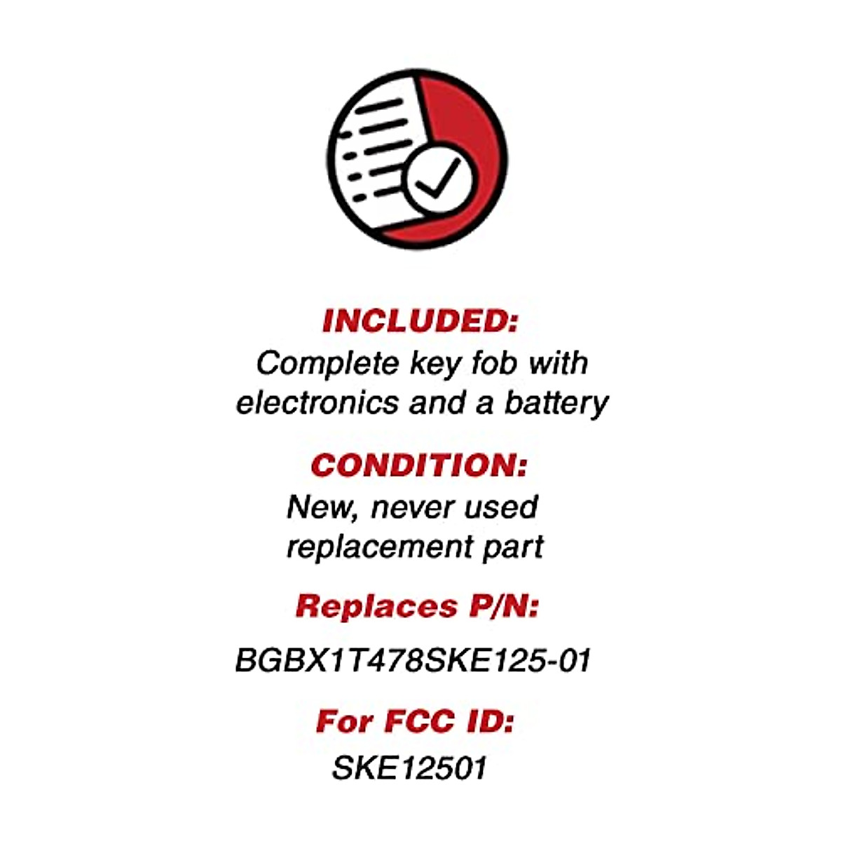 KeylessOption Keyless Entry Car Remote Control Key Fob Replacement for BGBX1T478SKE125-01