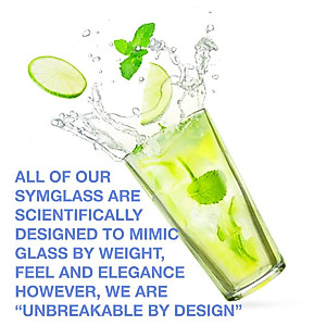 Symglass Unbreakable Clear Stemless Wine Glass Looks,Feels,Weighs Same as Glass(.58lbs),DW Safe!2PK