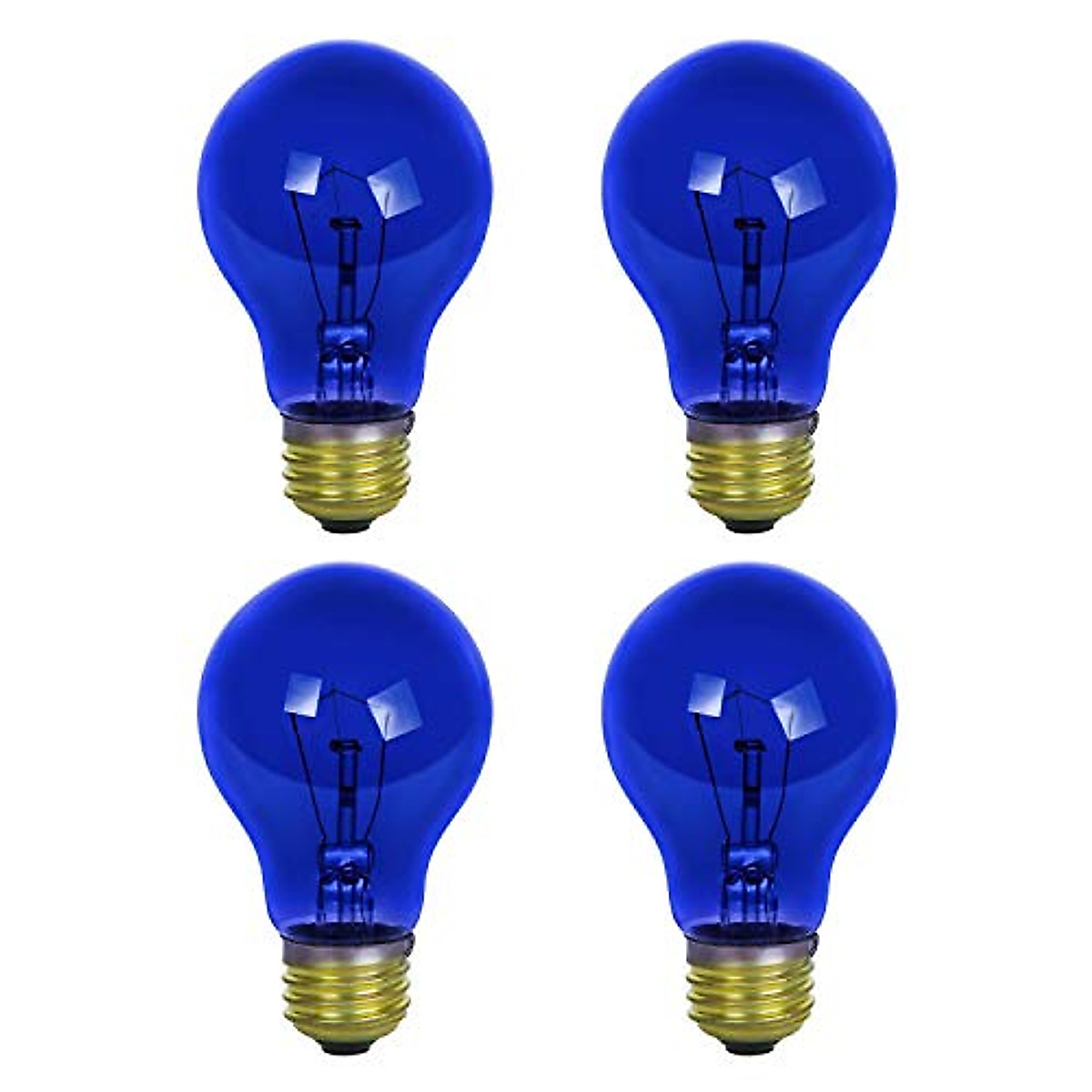 2 Pack of Sunlite 25 Watt A19 Colored, Medium Base, Transparent Blue