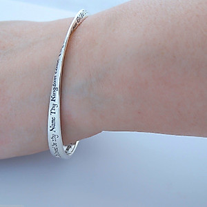FashionJunkie4Life Sterling Silver The Lord's Prayer Mobius Bangle Bracelet, Polished