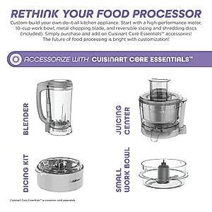 Cuisinart FP-110 Core Custom 10-Cup Multifunctional Food Processor White Bundle with 1 YR CPS Enhanced Protection Pack