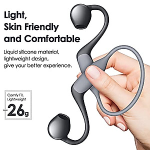 HCMOBI Open Ear Comfort Headphones, Soft Silicone and Skin Friendly, Air Conduction Headsets, 10H Playtime with Mic, Hi-Fi Stereo, ENC Noise Reduction, IP45 Waterproof, for Running, Workout, Cycling