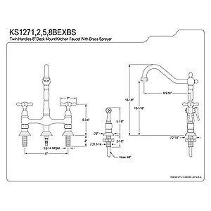 Kingston Brass KS1278BEXBS Essex 8-inch Centerset Kitchen Faucet Sprayer, Brushed Nickel