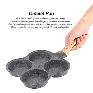 Omelet Pan, Ergonomic Multipurpose Maifan Stone Coating Anti‑scalding Handle Pancake Pan, for Home Kitchen