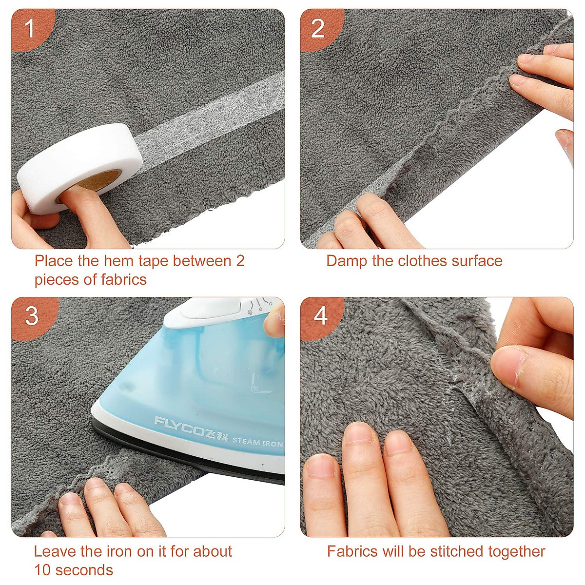 Iron-on Hemming Tape Fabric Fusing Tape Fusible Bonding Web Adhesive Tape for Bonding Clothes Jeans Pants Collars, 100 Yards (1/2 Inches)