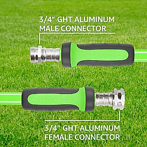 Fevone 6 ft Garden Hose, 2-Year Warranty Offered by Manufacturer, Hose Reel Leader Hose, Hybrid Polymer, Kink Resistance, 3/4" GHT Aluminum Fittings, 5/8" ID, 600 PSI, Drinking Water Safe (GH10)