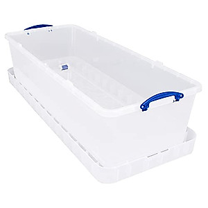 Really Useful Box 134 Litre with XL Lid Plastic Storage Box Clear