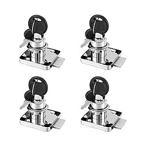 Lpraer 4 Pack Cylinder Cam Drawer Lock with Keys, Cabinet Locks 20mm Cylinder and Chrome Finish, Keyed Alike with 8 Keys, Security Locks for Cupboard Door Cabinet Mailbox
