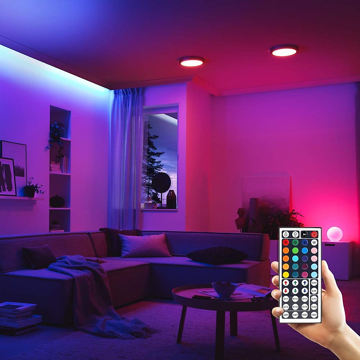 Led Strip Light, 44 keys IR remote DC12V 16.4ft Dimmable Warm Cool White RGB 5050 Color Changing Led Tape Kit Christmas Lights for Bedroom, Cupboard, Wine Cabinet, Xmas, Gift, Staircase