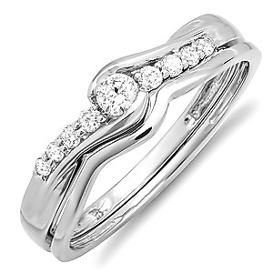 Dazzlingrock Collection 0.25 Carat (Cttw) 14k Round Diamond Engagement Ring Set, White Gold, Size 6.5