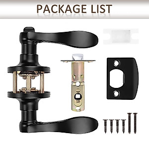 Probrico (10 Pack Privacy Door Lever,Locking Black Door Handle Set for Bathroom & Bedroom Doors,Keyless Interior Door Handle Black Finish Wave Door Lock, Reversible Right & Left Side Handed