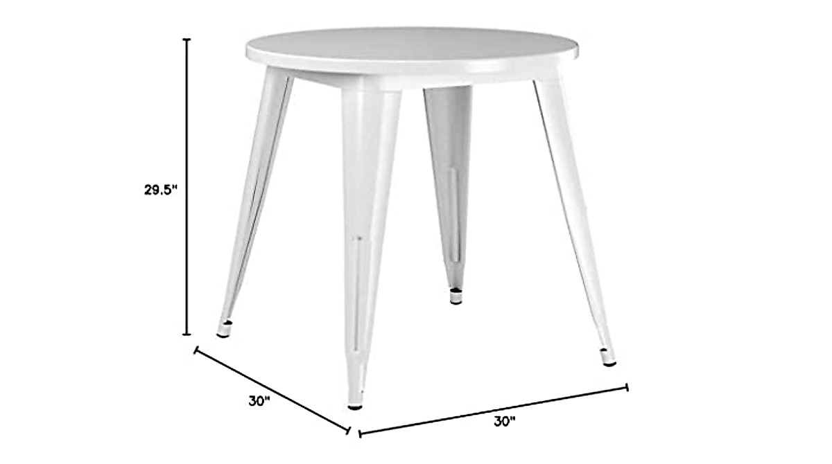 Commercial 30" White Metal Indoor-Outdoor Table | Durable & Stylish