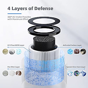 AROEVE Air Purifiers(Black) for Home with Two H13 HEPA Air Filter(One Basic Version & One Standard Version) For Smoke Pollen Dander Hair Smell In Bedroom Office Living Room and Kitchen